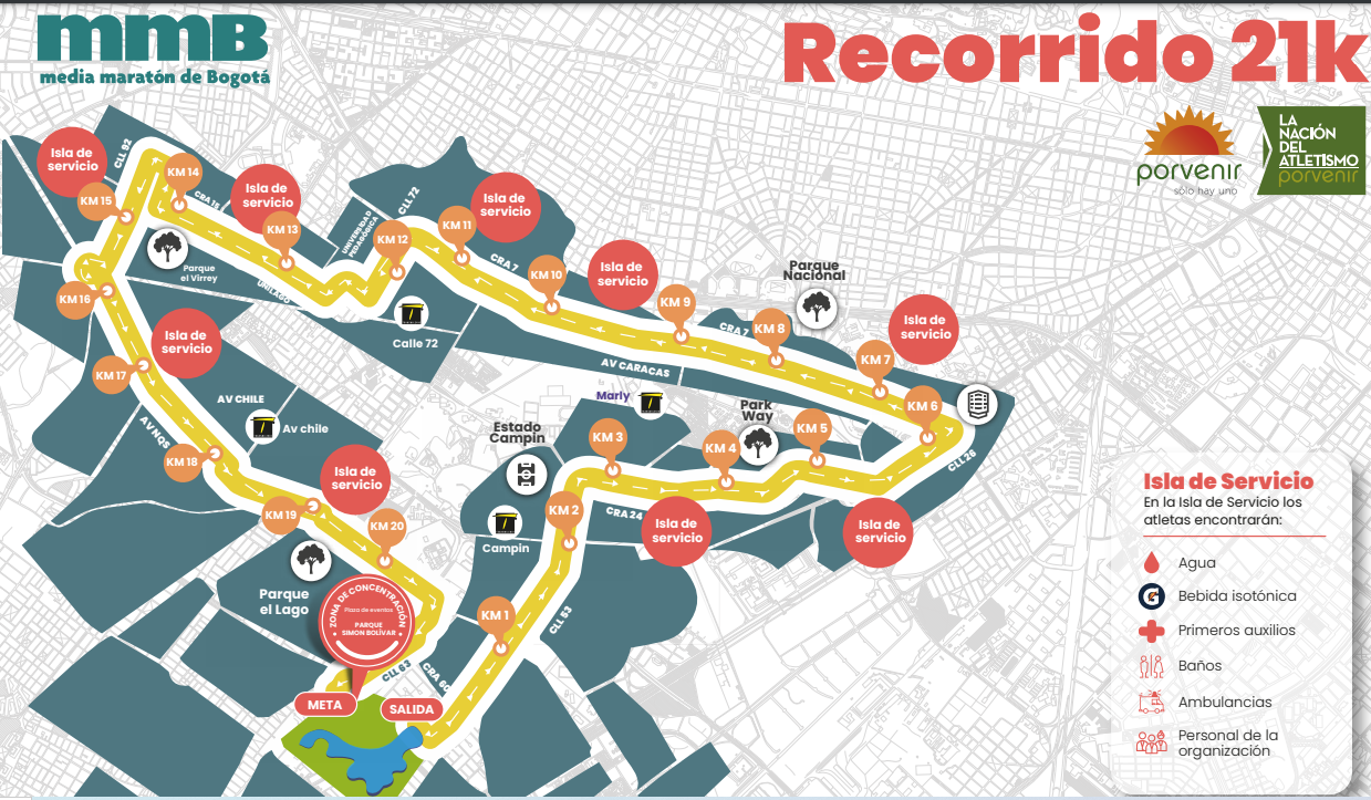 Recorrido oficial de la Media Maratón de Bogotá 2024: 10k y 21k